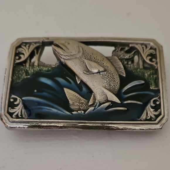 Accessories | Silver And Blue Trout Fish Belt Buckle | Poshmark